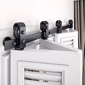 EaseLife 96" Bi-Folding Sliding Barn Door Hardware Track Kit for 4 Closet Door,Top Mount Roller,Heavy Duty,Slide Smoothly Quietly,Easy Install,Black,No Door (Track Length 100" for Four 24" Wide Door)