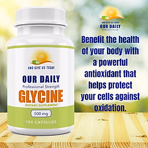 Our Daily Vites Glycine Supplement - Pure 500mg Amino Acid Supplement - 180 Capsules