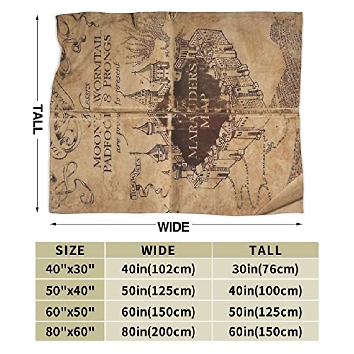 Fleece Throw Blanket for Couch Sofa or Bed, Mar-auders Map Soft Fuzzy Plush Blanket, Luxury Flannel Lap Blanket, Super Cozy and Comfy for All Seasons 80x60 inch