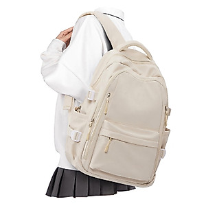 Lightweight Backpack for Women, Large Laptop Travel Backpack Casual Daypack College Bag Rucksack for Men. Beige