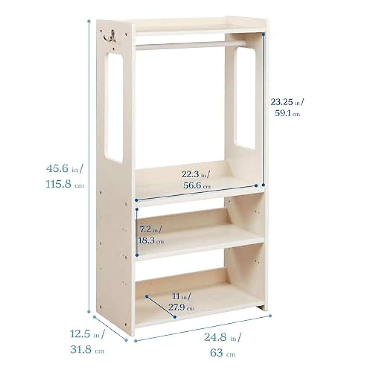 ECR4Kids TrendiTot Clothing Rack, Kids Wardrobe, White Wash
