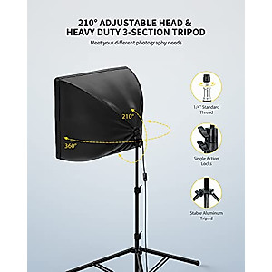 RALENO Softbox Lighting Kit, Softbox Photography Light with 50W 5500K LED Bulbs, 20''X20'' Reflector Lighting for Photoshoot and Video Recording