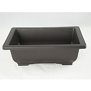 Rectangular Dark Brown Plastic Bonsai Training Pot, Cactus & Succulent Planter + Tray - 8.5"x 6.5"x 2.75"