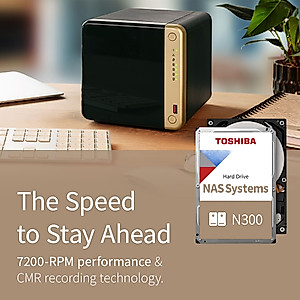 Toshiba 6TB N300 Internal Hard Drive - NAS 3.5 Inch SATA HDD Supports Up to 8 Drive Bays Designed for 24/7 NAS Systems, New Generation (HDWG480UZSVA)