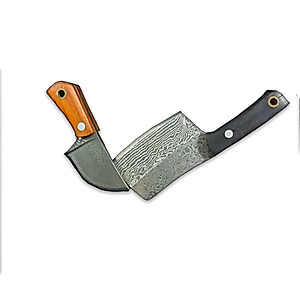 KOWAKA Mini Pocket Knives Set of 2, Damascus pattern Tiny Knife with Sheath, Miniature Chef Knife Keychain Box 2pcs Cutter Package Opener Pendant Decoration (Damascus pattern)