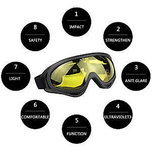 AOUTACC Ski Goggles Set, 4 Pack Skate Glasses with Windproof UV 400 and Dustproof Protection Goggles for CS Tactical Motorcycle Bicycle Snowboard (Yellow+Multicolor+Orange+Clear)