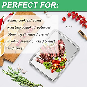 Joyair 9 Inch Toaster Oven Baking Pan, Professional Stainless Steel Small Bakeware Metal Tray for Roasting & Grilling, Bake Cookie/Bacon/Bread, Rust-free & Non-toxic, Dishwasher Safe & Easy Clean