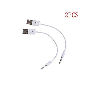 VizGiz 2 Pack for iPod Shuffle Charger Cable USB Data Sync Charging Cord Replacement Jack 3.5mm Male AUX Plug to USB Male Adapter for Apple iPod Shuffle 3/4/5/6/7 Gen 3rd 4th 5th Generation MP3/MP4