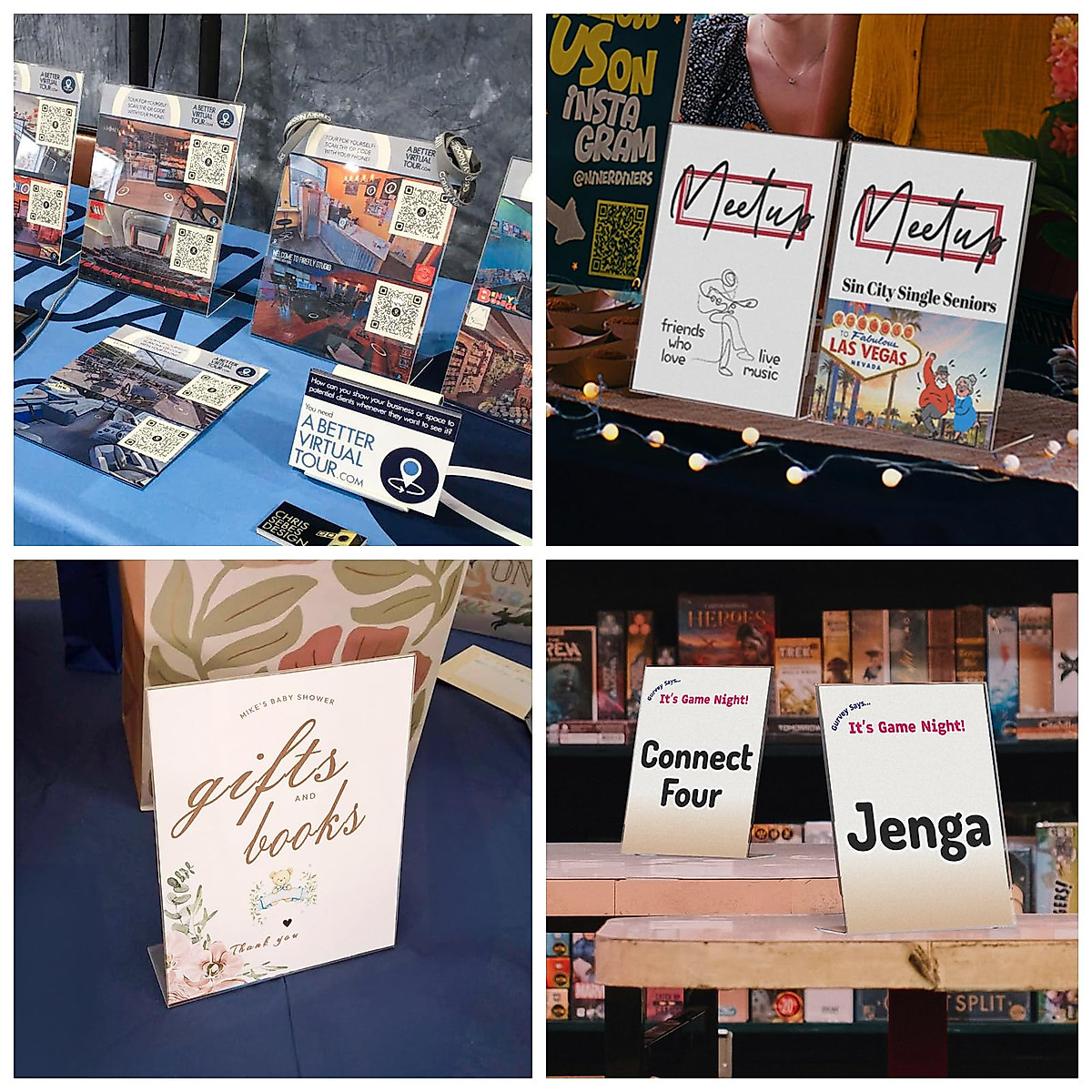 NIUBEE 6Pack 8.5x11 Acrylic Sign Holder with Vertical Slanted Back, Clear Plastic Sign Holder Picture Photo Frames, Flyer Document Paper Display Stand for Office Desktop