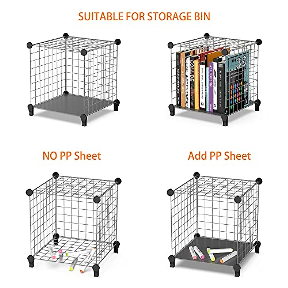 HOMIDEC Closet Organizer, 16 Wire Cube Storage Organizer DIY Bookcase Bookshelf, Metal Grids Storage Shelves for Office, Bedroom, Living Room, Modular Storage Cubes Unit