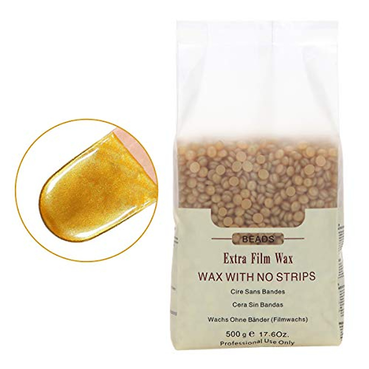 Bonjanvye Hard Wax Beans 500g Hair Removal Wax 17 oz Leg Wax-Glitter Gold