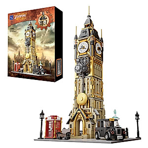 BRICKKK PANTASY Architecture Big Ben Building Set - Steampunk Clock Tower Construction Kit for Adults and Teens, Famous Landmarks London Model, Collectible Building Bricks Toys