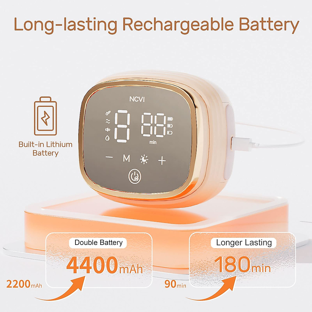 NCVI Double Electric Breast Pump 8102, Upgraded 4400mAh Battery with Night Light, Portable Breast Pump for Breastfeeding, 4 Modes & 9 Levels, LED Display, With 8 Flanges, Breastmilk Bags, Nursing Pads