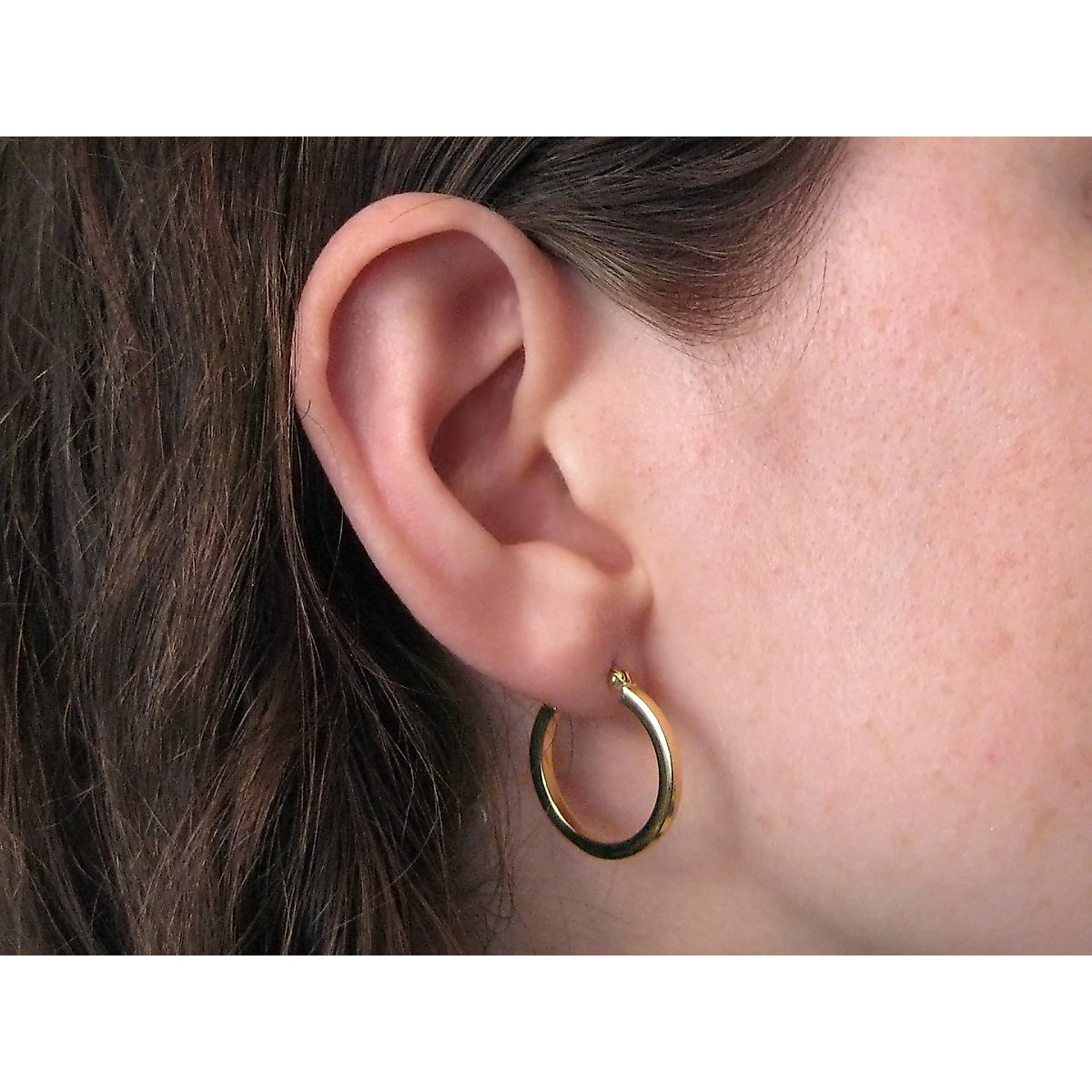 14k Yellow Gold Square-Tubed Hoop Earrings (2mm Thick), (20mm)