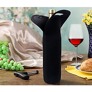 Eacolle Wine Carrier Tote Bag Set of 3 Neoprene Champagne Bottles Protective Travel Bag Beer Cans Water Bottle Holder for Safe Transportation(Black)