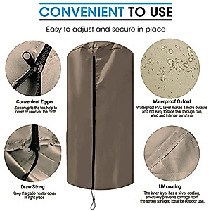 Heavy Duty Tabletop Heater Cover, 38'' H x 24'' W x 24'' D Round Stand-Up Patio Heater With Table Cover-420D Oxford Silver Coated Fabric Waterproof & Dustproof for All Weather Protection (Brown)