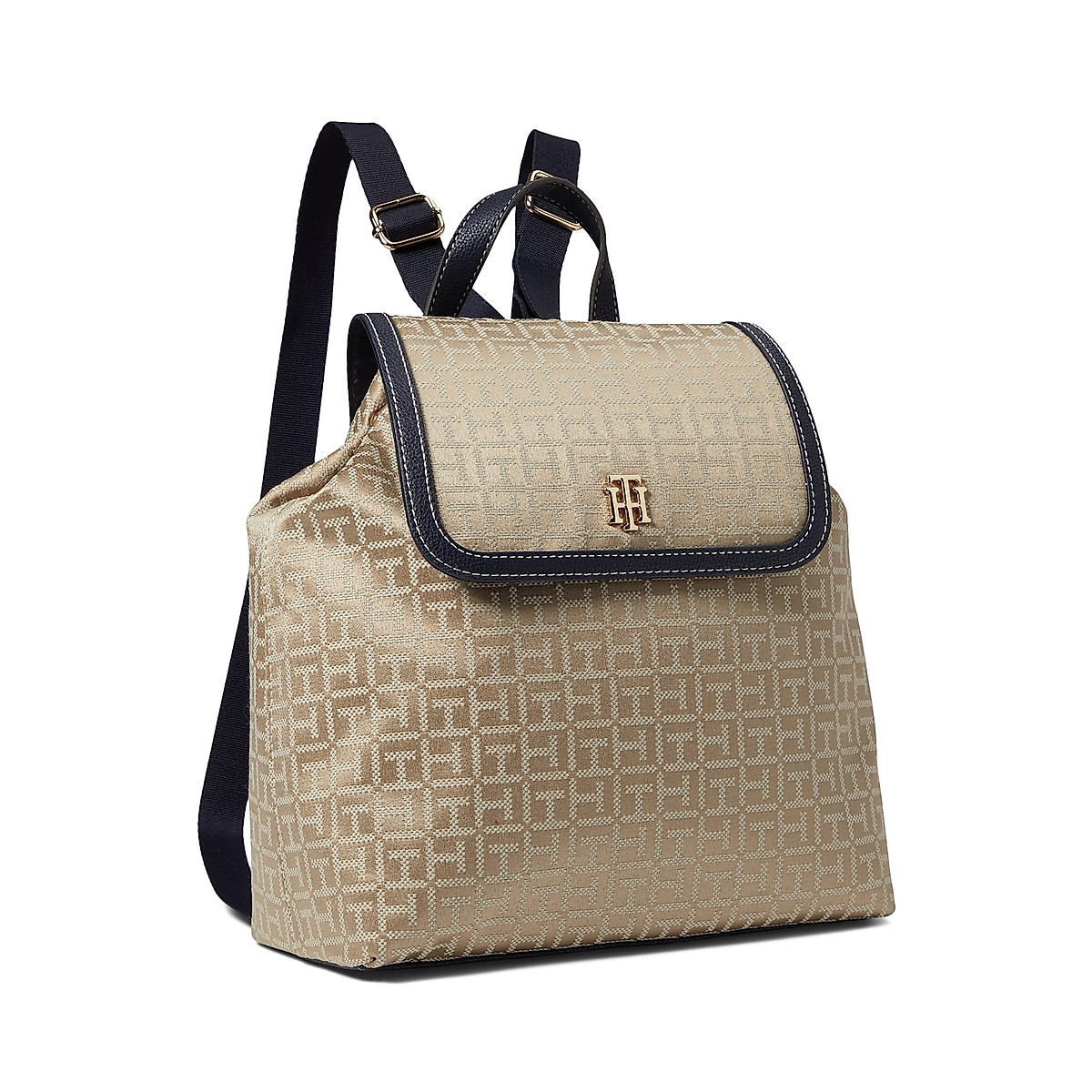 Tommy Hilfiger Liv II Flap Backpack Square Monogram Jacquard Khaki Tonal One Size