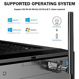 Long Range Bluetooth Adapter for PC, XDO Class 1 USB Adapter 5.1+EDR, 328FT/100M Wireless Transfer Transmitter Receiver for Bluetooth Mouse Keyboard Speakers Headphones Support Win11/10/8/7