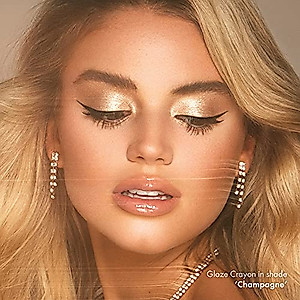 ICONIC LONDON Glaze Crayon | Dual Ended Eyeshadow Stick for Sparkling, Wet-Look Glazed Effect, Cruelty Free, Vegan Makeup, Original (Champagne) 0.92 oz