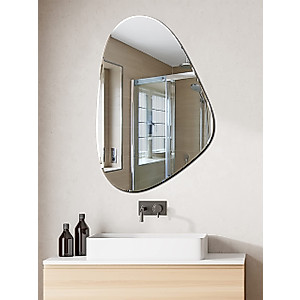 LYLDACER Yanliff Irregular Mirror Wall Decor.Modern Frameless Asymmetric Beveled Decorating Mirror for Wall(13.4X20inches).Silver