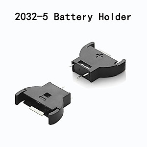 rgzhihuifz CR2032 Battery Holder, Coin Cell Button Socket Holder Case, CR2032 Coin Cell Button Battery Holder with 3 Pin Solder Mounting Lead