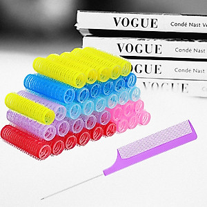 MOODKEY 36PCS Self Grip Small Hair Curlers Heatless Roller Hair Curlers Pro Salon Hairdressing Curler DIY Curly Hairstyle Hair Rollers Tools Rat Tail Comb for Women Medium Short Hair(0.6 x 2.4 Inch)