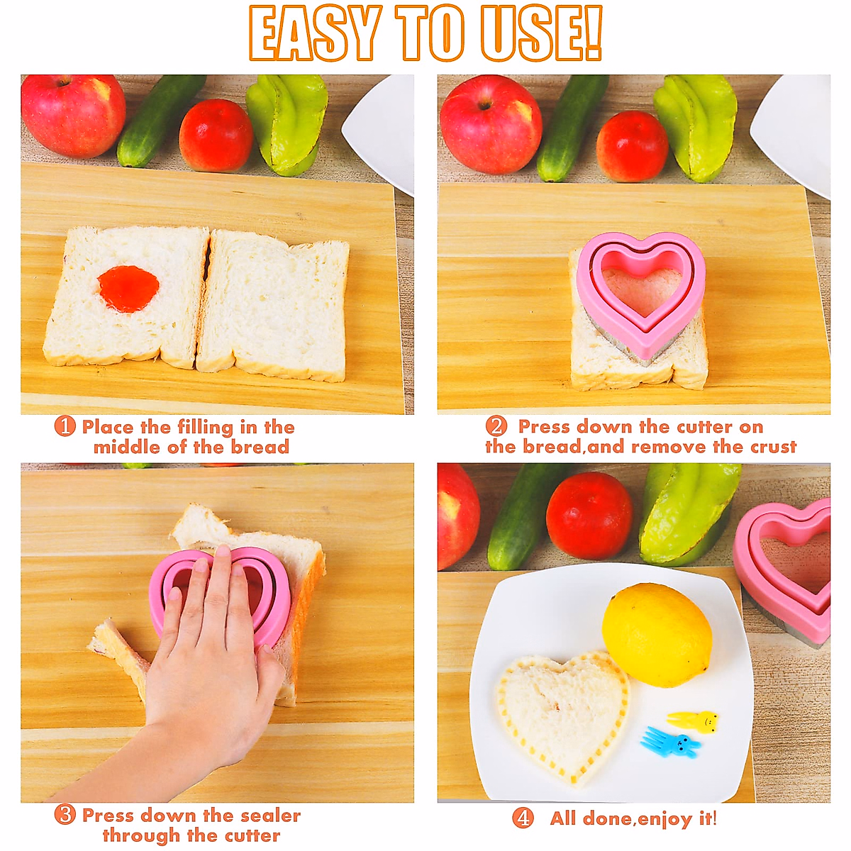 36pcs Sandwich Cutter and Sealer for Kids, Cookie Cutters, Food Picks, Cute Lunch Bento Accessories for Kids, Cookie Cutter, Dinosaur Mickey Mouse Unicorn Shapes Uncrustables Sandwich Maker