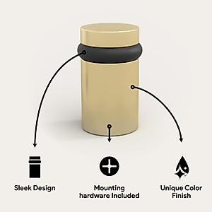 MEGA HANDLES Floor Door Stopper - Gold Door Stopper Quickly Installed Wall Protector, Wall Protectors from Door Knobs, Door Stop Floor Mount with mounting Hardware Included - Satin Brass - 2 Inch