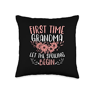 First Time Grandma Gifts For Grandmother First Time Grandma Let The Spoiling Begin Grandmother Throw Pillow, 16x16, Multicolor