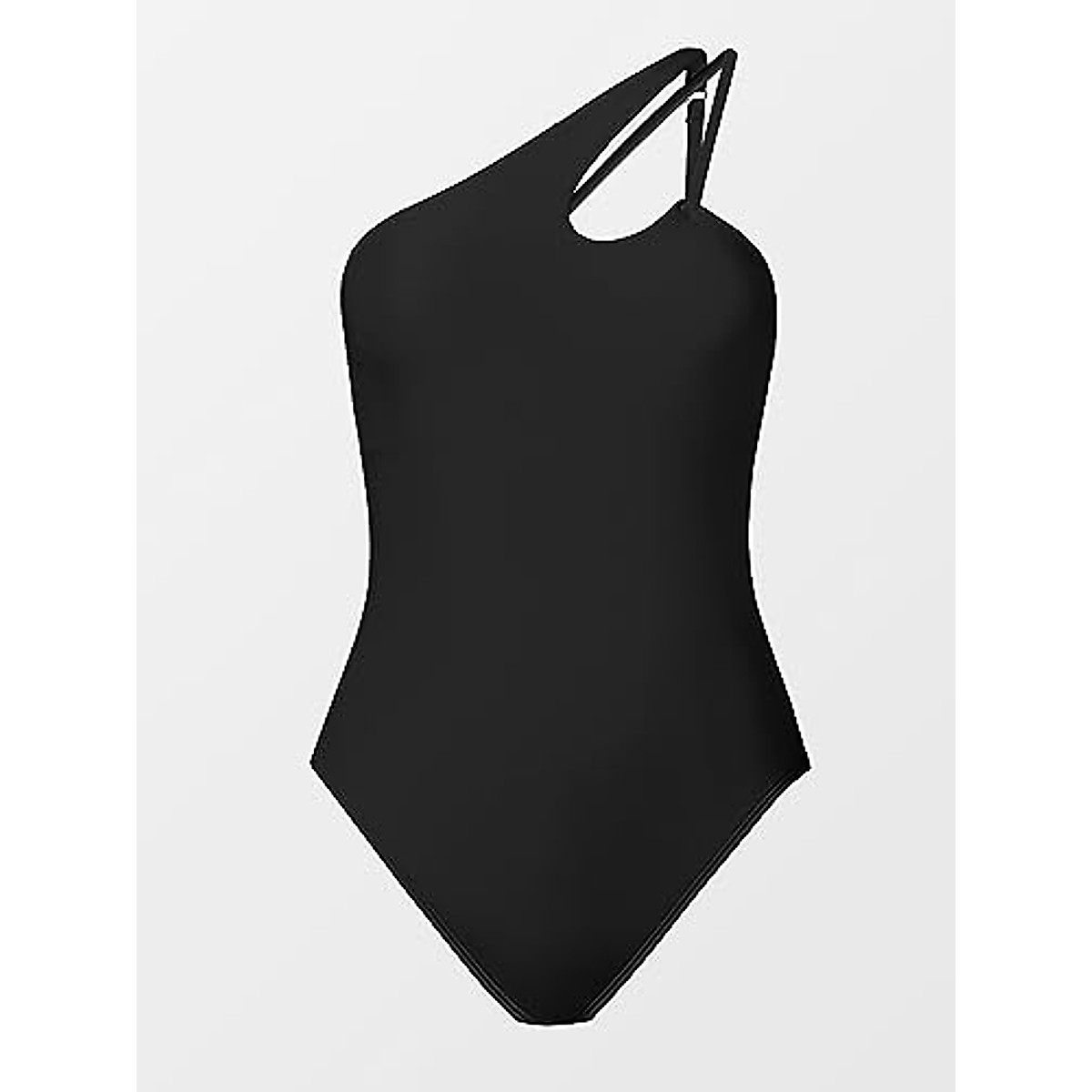 CUPSHE One Piece Swimsuit for Women Asymmetrical Bathing Suit Adjustable Straps Cutout, M Black