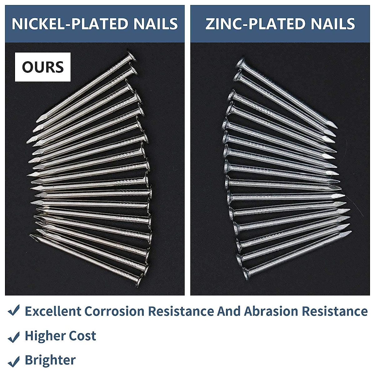 500pcs Hardware Nails, 1 Inch Nickel Plated Hanging Nails, Wall Nails for Picture Hanging, Wood Nails, Wire Nails, Small Nails (1 in)