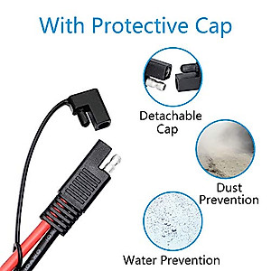 SinLoon Solar to SAE Connectors Adapter, 10AWG Solar Panel Connector Cable, PV Extension Cable Wire with SAE Polarity Reverse Adapter