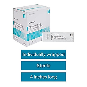 McKesson Povidone-Iodine Impregnated Swab Stick, Sterile - 4 in, 50 Sticks, 1 Pack