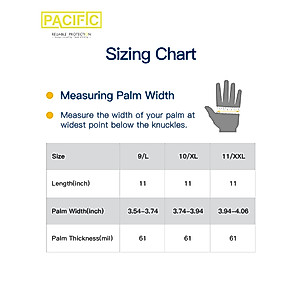 PACIFIC PPE Nitrile Chemical Resistant Gloves, Chemical Gloves, Reusable Heavy Duty Work Gloves, Acid, Alkali and Oil Protection, Non-Slip, Large