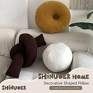 SHINUOER White Ball Pillow Decorative Round Throw Pillows,11.8" Boucle Ball Pillow Sphere Shaped Pillow Plush Cushion Round Decorative Pillow for Couch,Sofa,Bedroom