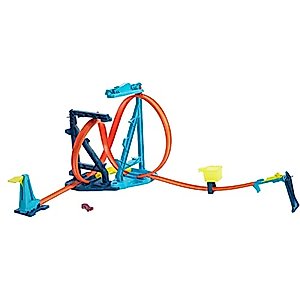 Hot Wheels Track Set and 1:64 Scale Toy Car, Track and Loop Building Kit with Adjustable Set-Ups and Jump, Infinity Loop Kit