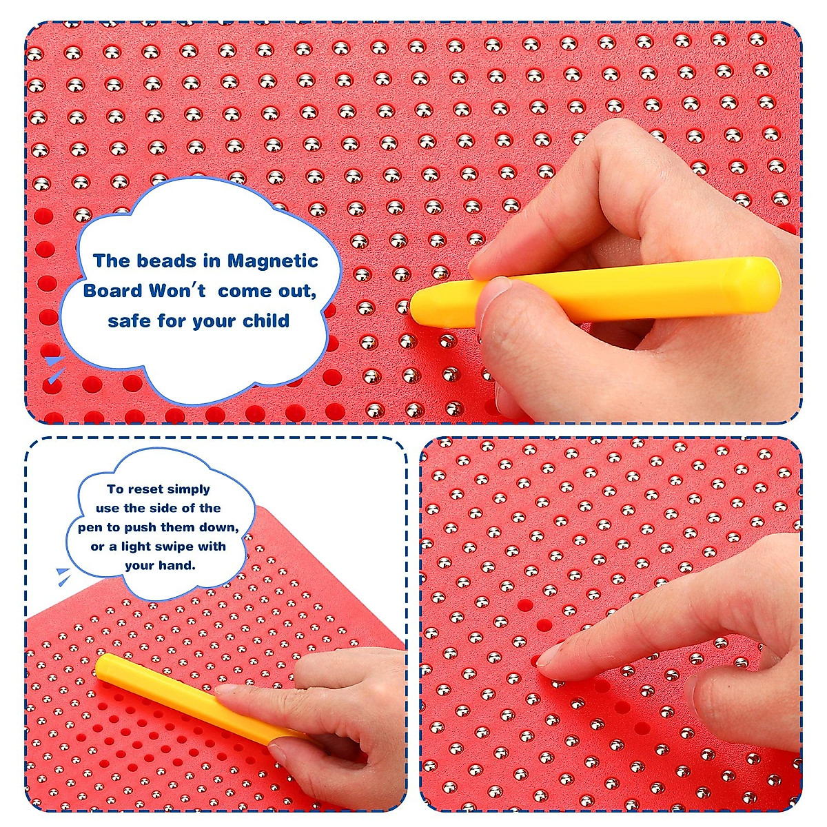 Yexiya 3 Packs Magnetic Drawing Board for Kids with Magnet Pen and Beads Magnetic Tablet Toy Learning Writing Board for Airplane & Car Ride Activities for Kids