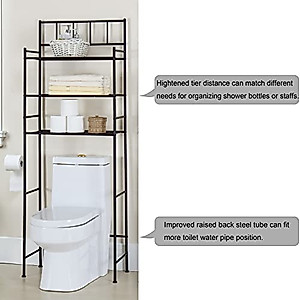 Finnhomy 3 Shelf Bathroom Space Saver Over The Toilet Rack Bathroom Corner Stand Storage Organizer Accessories Bathroom Cabinet Tower Shelf with ORB Finish 23.5" W x 10.5" D x 64.5" H