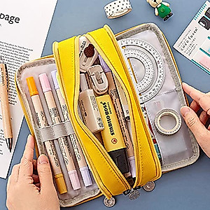 Meyas Big Capacity Pencil Pen Case 3 Compartments,Office College School Large Storage Pouch Marker Pen Case Pen Holder, Stationery Bag Organizer Zipper Pouch Pen Bag,Pencil Pouch Pen Holder(Dark Blue)