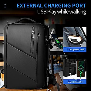 LAORENTOU Laptop Travel Backpack Anti-Theft Mens Fabric Leather Business Backpack 15 Inch Travel Duffle Bag for Men