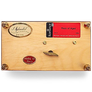 Haelo 43Vol Musical Instruments Violin 6 x 3 Inch Italian Hand Crafted Inlaid Wood Jewelry Music Box Plays Tune Rock of Ages
