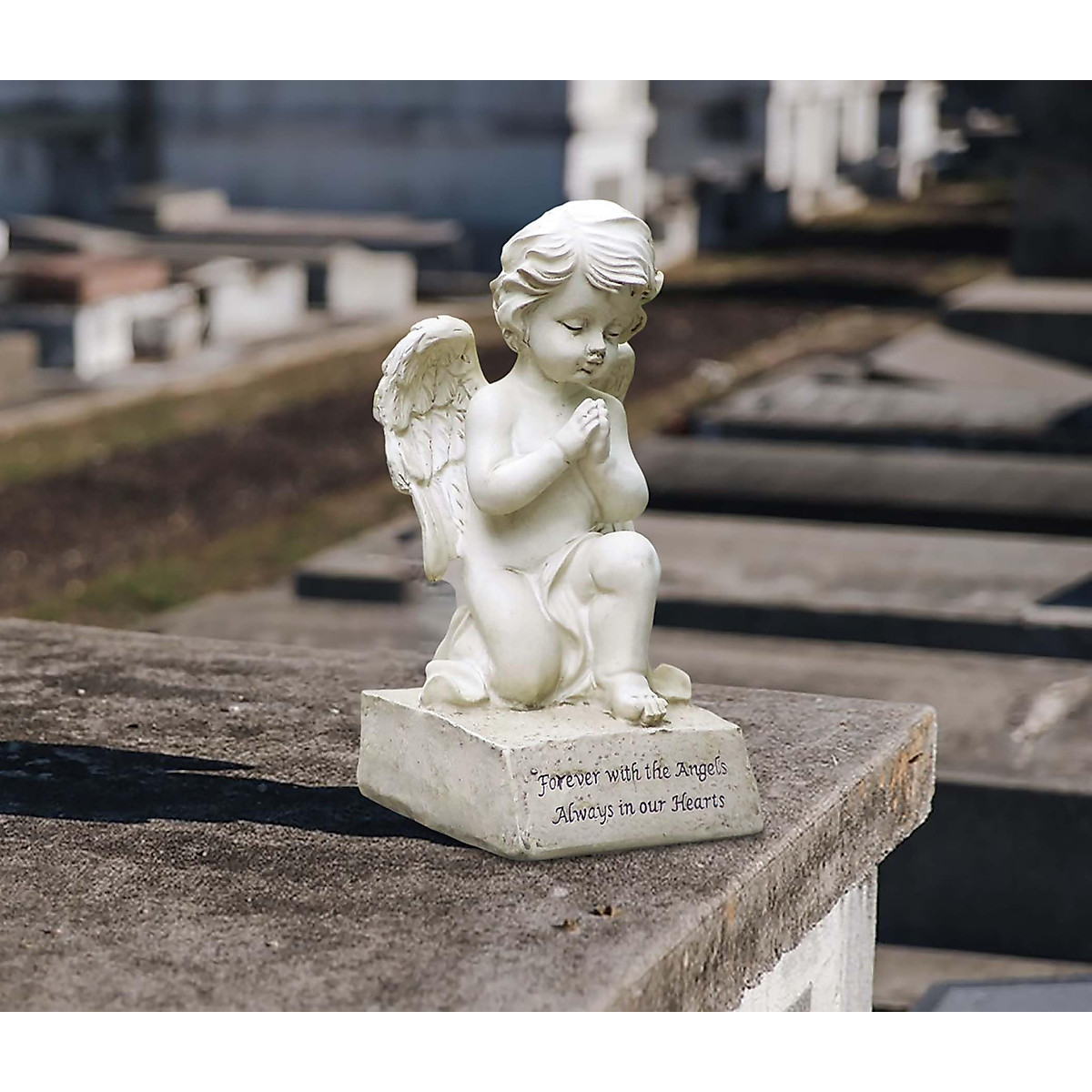 Artisan Flair Praying Angel Figurines,Resin White Cherubs Statues,Home Garden Memorial Angel Sculpture-6.5 Inch