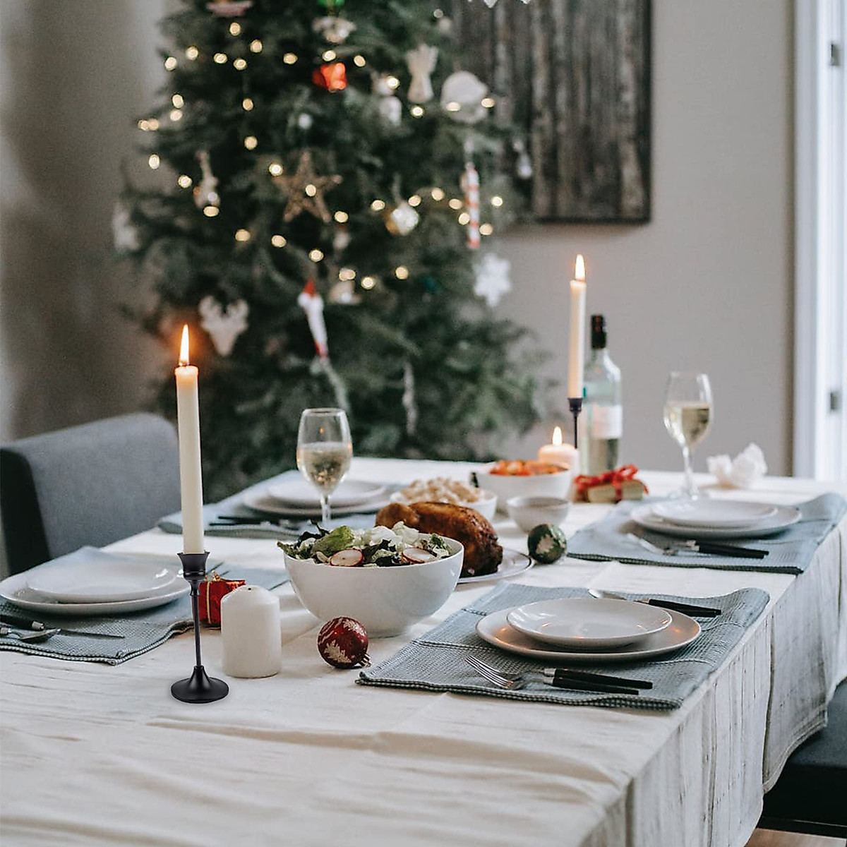 BEZURA Candlestick Holders,Taper Metal Candle Holder for Candlesticks Black Candelabra Candle Holder Easter Vintage Candle Stick Candle Holder for Fireplace Party Dining Home