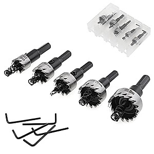 ChgImposs 5Pcs 16-30mm 5/8-Inch to 1-3/16 Inch HSS Hole Saw Cutter, Drill Bits Set Heavy Duty Tool Kit for Stainless Steel, Aluminum Alloy, Plastic and Wood