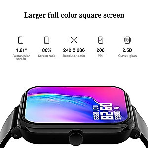 BOFIDAR Smart Watch for Men Women(Answer/Make Calls), 1.85'' Touch Screen Bluetooth Fitness Watch Tracker, Smartwatch Compatible for Android & iOS Phones, IP68 Waterproof, 100+Sports (Black)