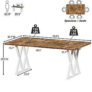 PAKASEPT 71" Executive Desk, Large Computer Office Desk Workstation, Modern Simple Style Laptop Desk, Dining Room Table, Business Furniture for Home Office