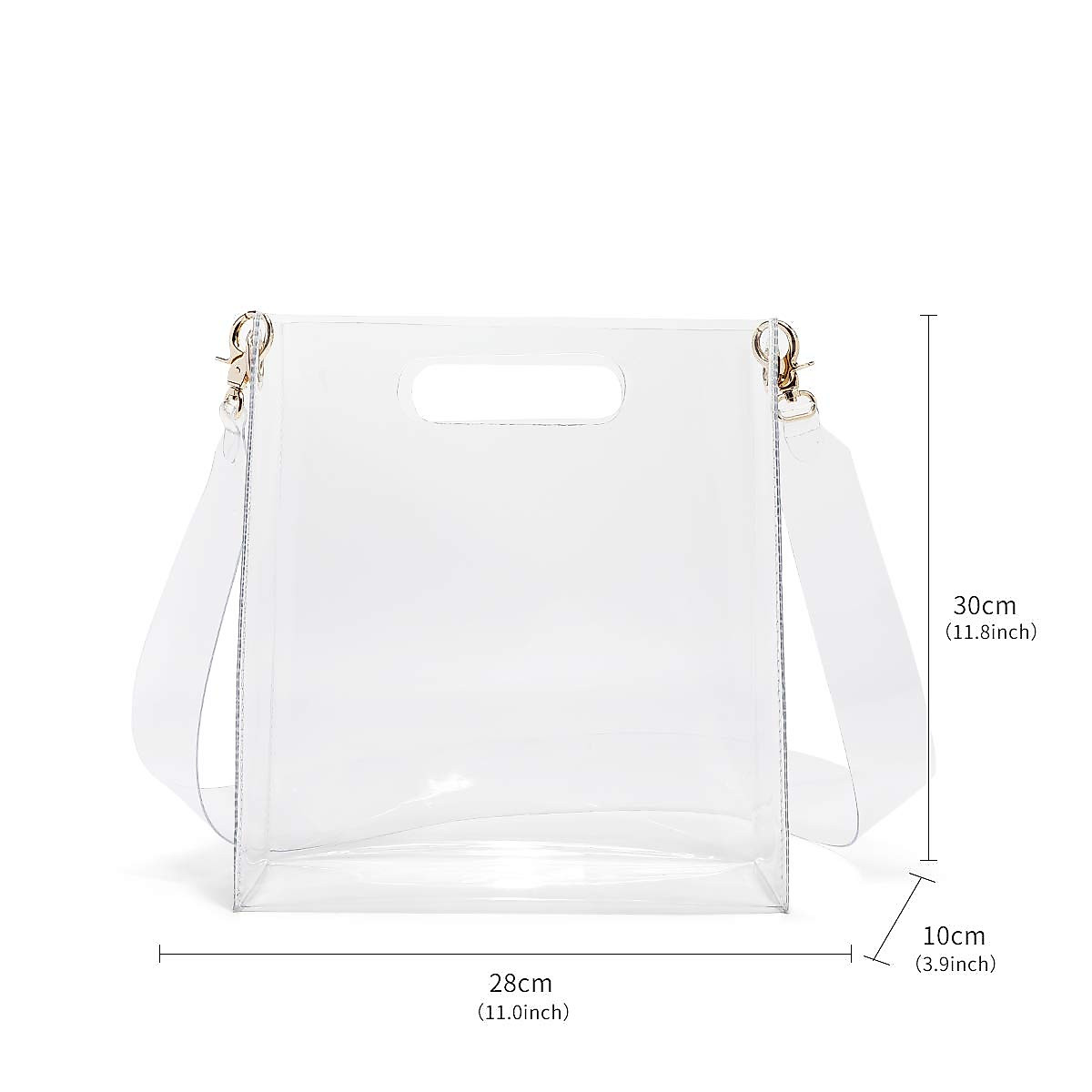 Tiwougel 11" Women Clear Crossbody Purse Bag,Transparent &Waterproof Plastic PVC Shoulder Handbag-Medium Vertical