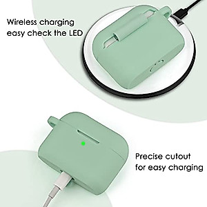 Case for Airpods Pro 1st Generation, Filoto Cute Apple Airpod Pro Cover for Women Girls, Silicone Wireless Charging Case with Bracelet Keychain Accessories (Cactus Green)