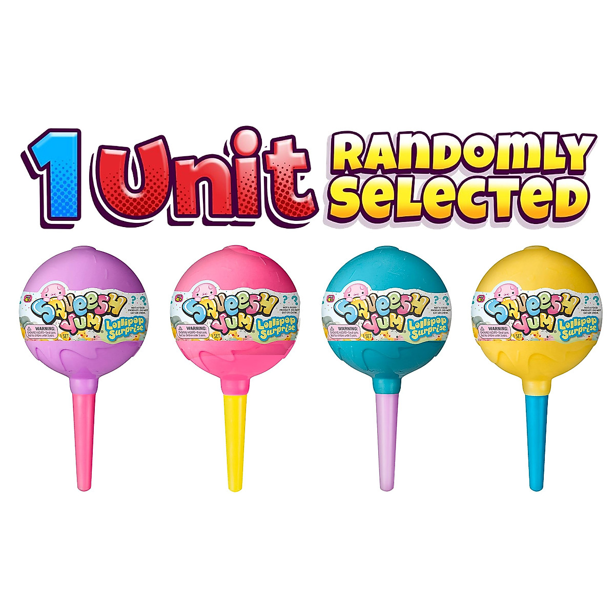 JA-RU Lollipop with 5 Surprise Squishy Toy Inside (1 Mystery Lollipop) Squish Yum Mochi Kids Mini Squishies Animals Stress Toys Easter Basket Stuffers Fidget Toys Party Favors. 3336-1