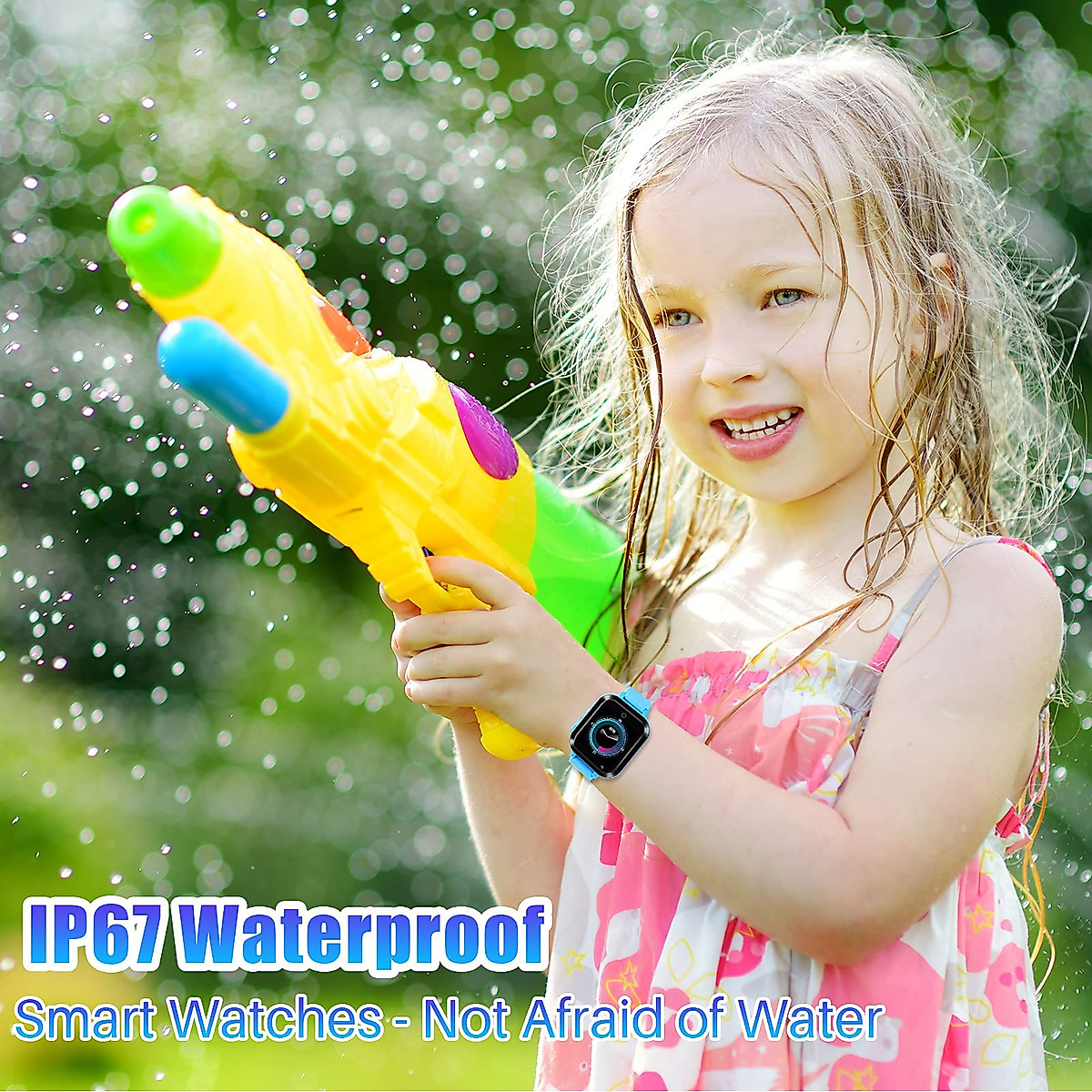 4G Watch Phone for Children, Kids Smart Watch, 2-Way Calls, GPS Location, IP67 Waterproof, Messages, School Mode, SOS, Video Calls, Camera, Remote Control, Torch, Pedometer Smartwatch (Concise Blue)